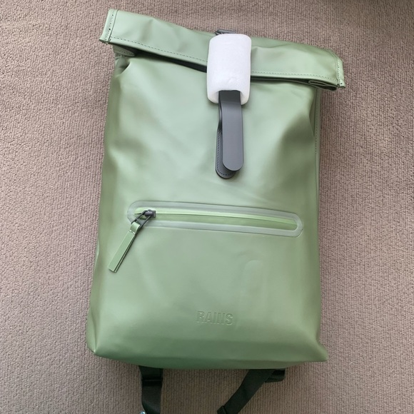 Rains | Bags | Rains Rolltop Rucksack Backpack Os Evergreen Nwt | Poshmark